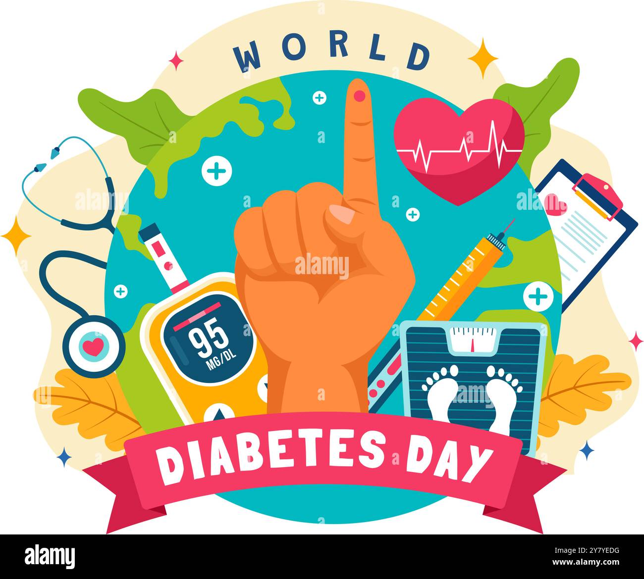 World Diabetes Day Vector Illustration on 14 November with Doctors ...
