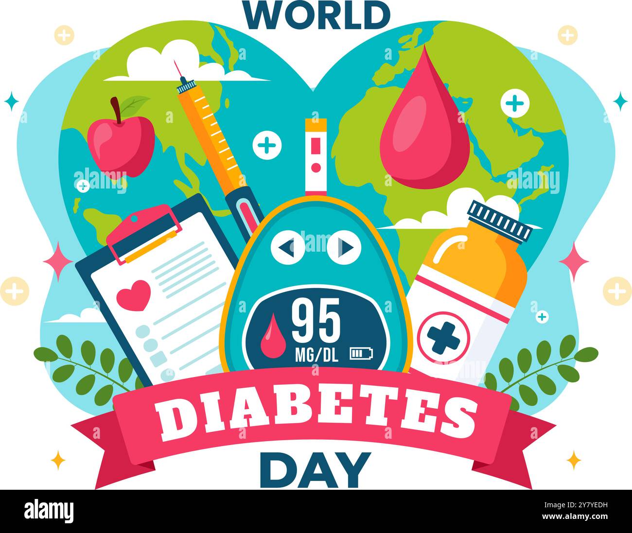 World Diabetes Day Vector Illustration on 14 November with Doctors ...