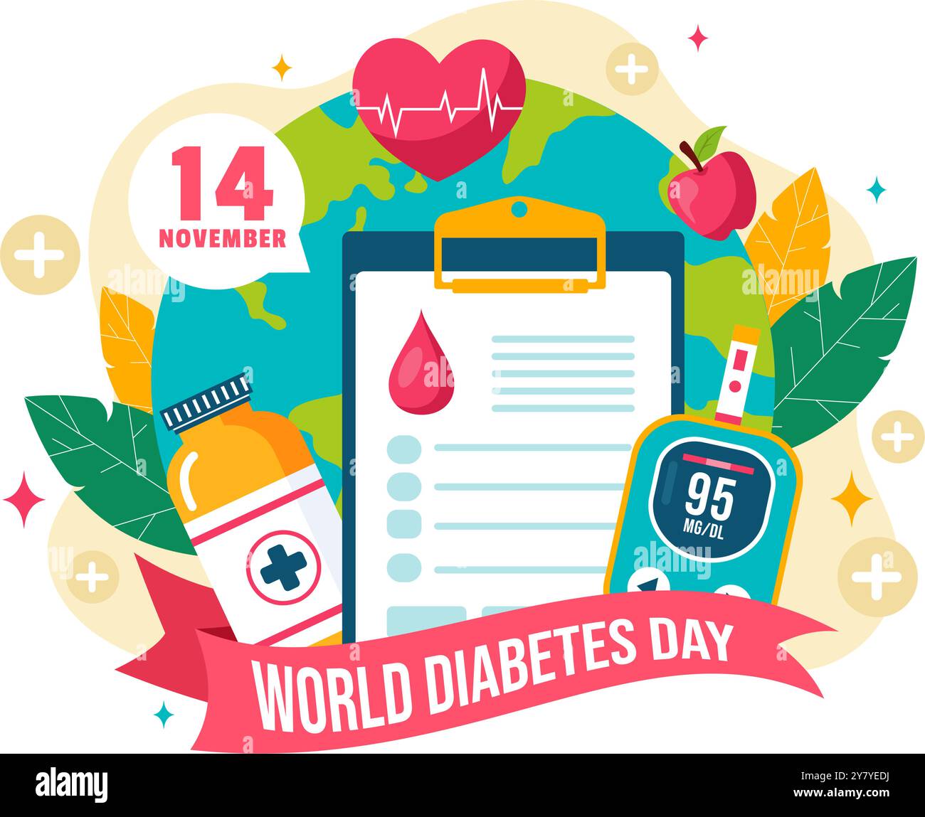 World Diabetes Day Vector Illustration on 14 November with Doctors ...