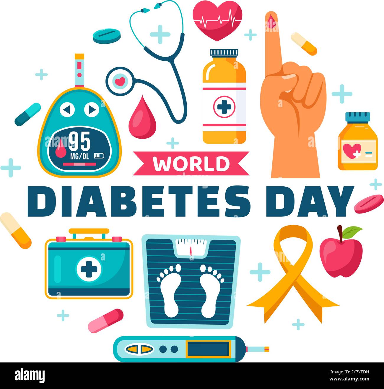World Diabetes Day Vector Illustration on 14 November with Doctors ...