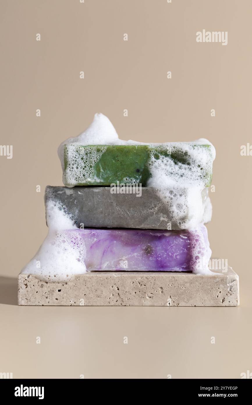Minimalist still life with natural handmade soap Stock Photo - Alamy