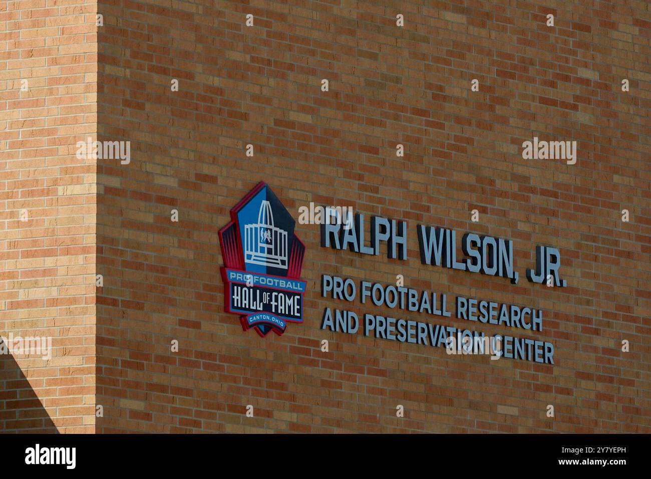 Ralph Wilson, Jr. name on the exterior of the the Pro Football Hall of ...