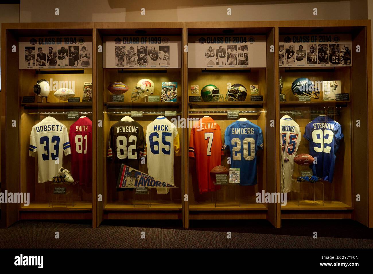 General view of a display featuring memorabilia from Tony Dorsett ...