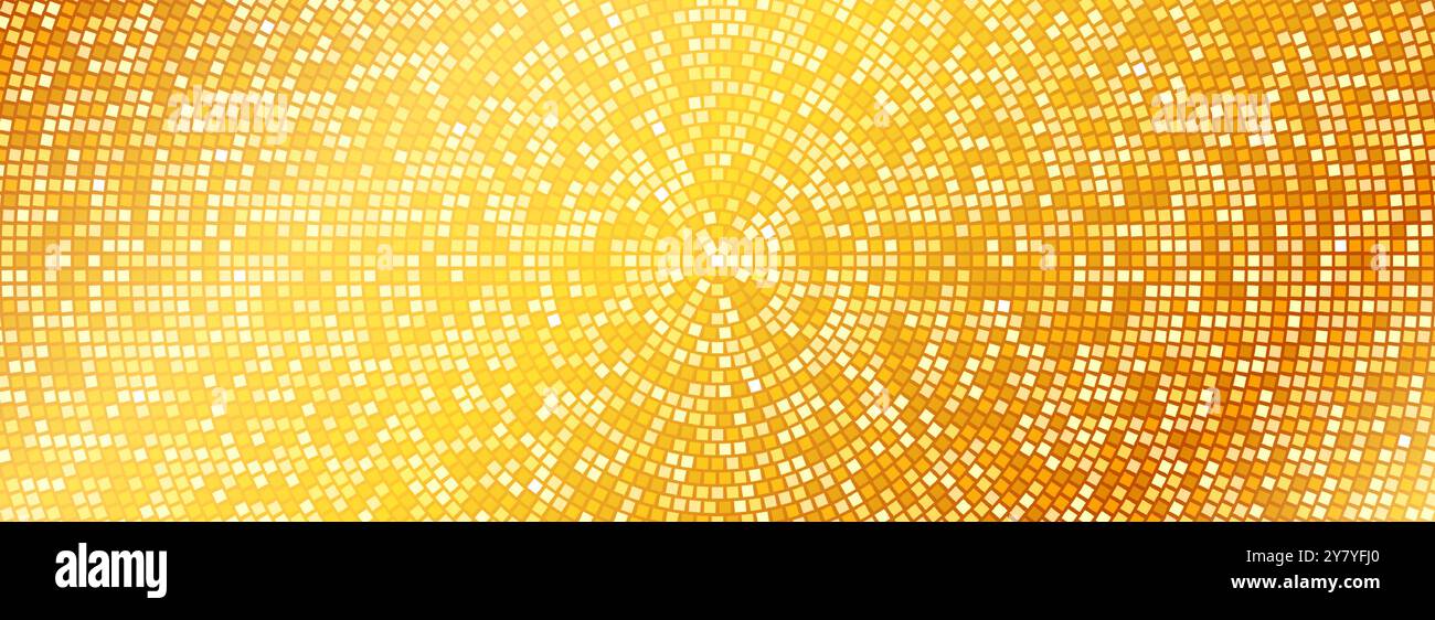 Radial gold disco party pattern. Golden square sequin mosaic texture ...