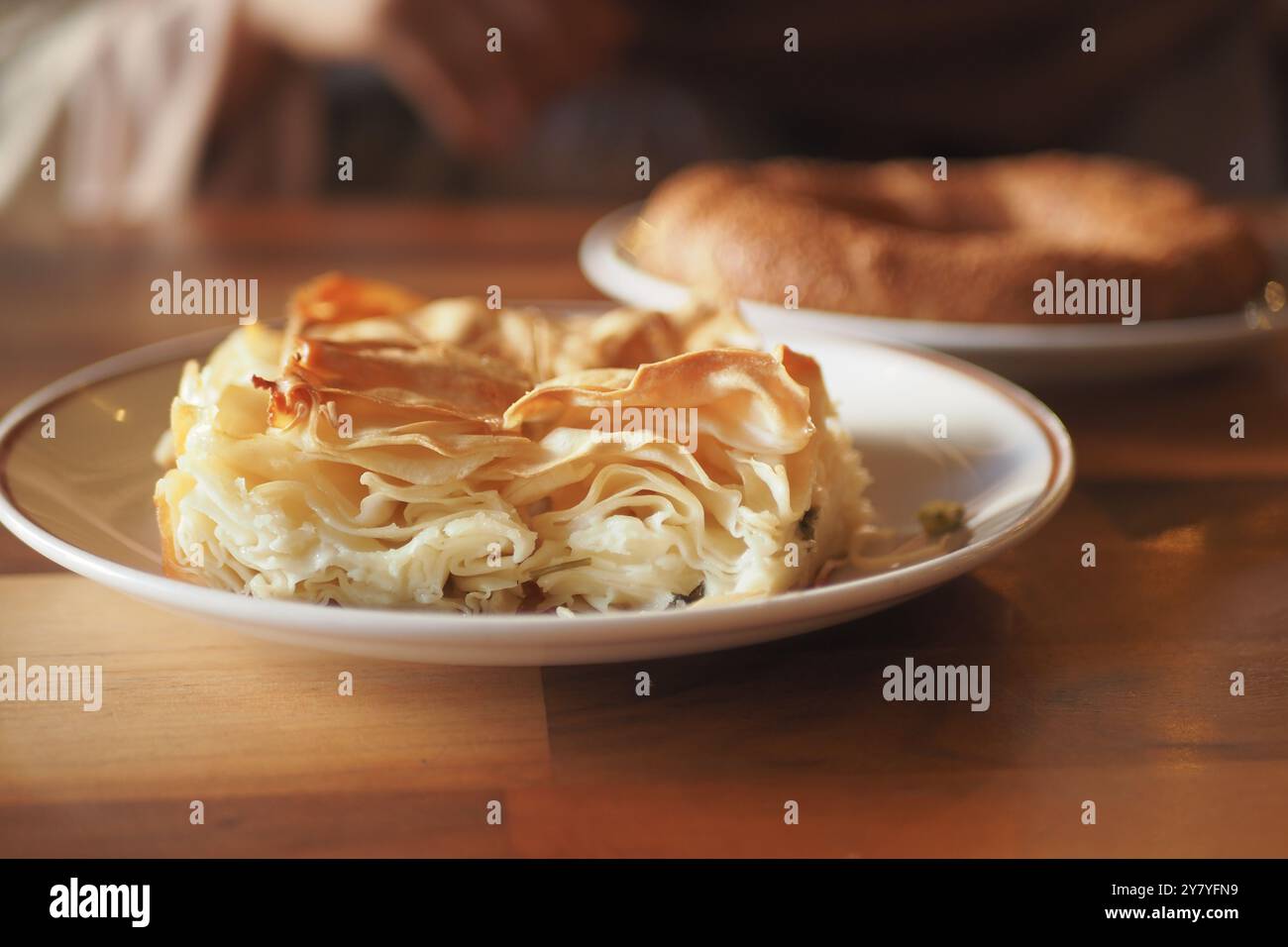 Traditional Turkish Cuisine Pastries borek on a plate Stock Photo - Alamy
