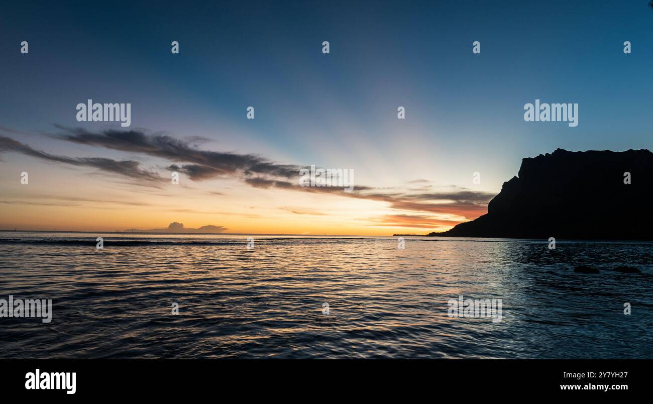 Sunrise on the island. Raivavae. Austral Islands. French Polynesia ...