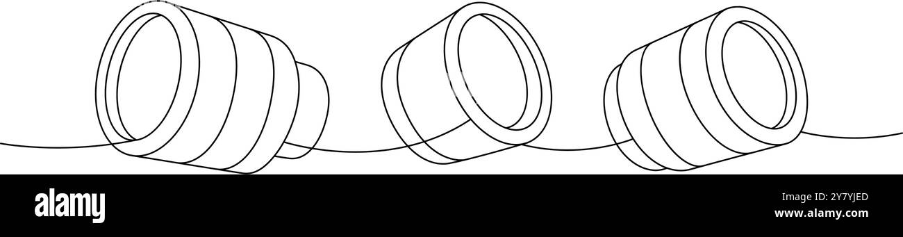 Camera photo lens with shutters one line continuous drawing ...