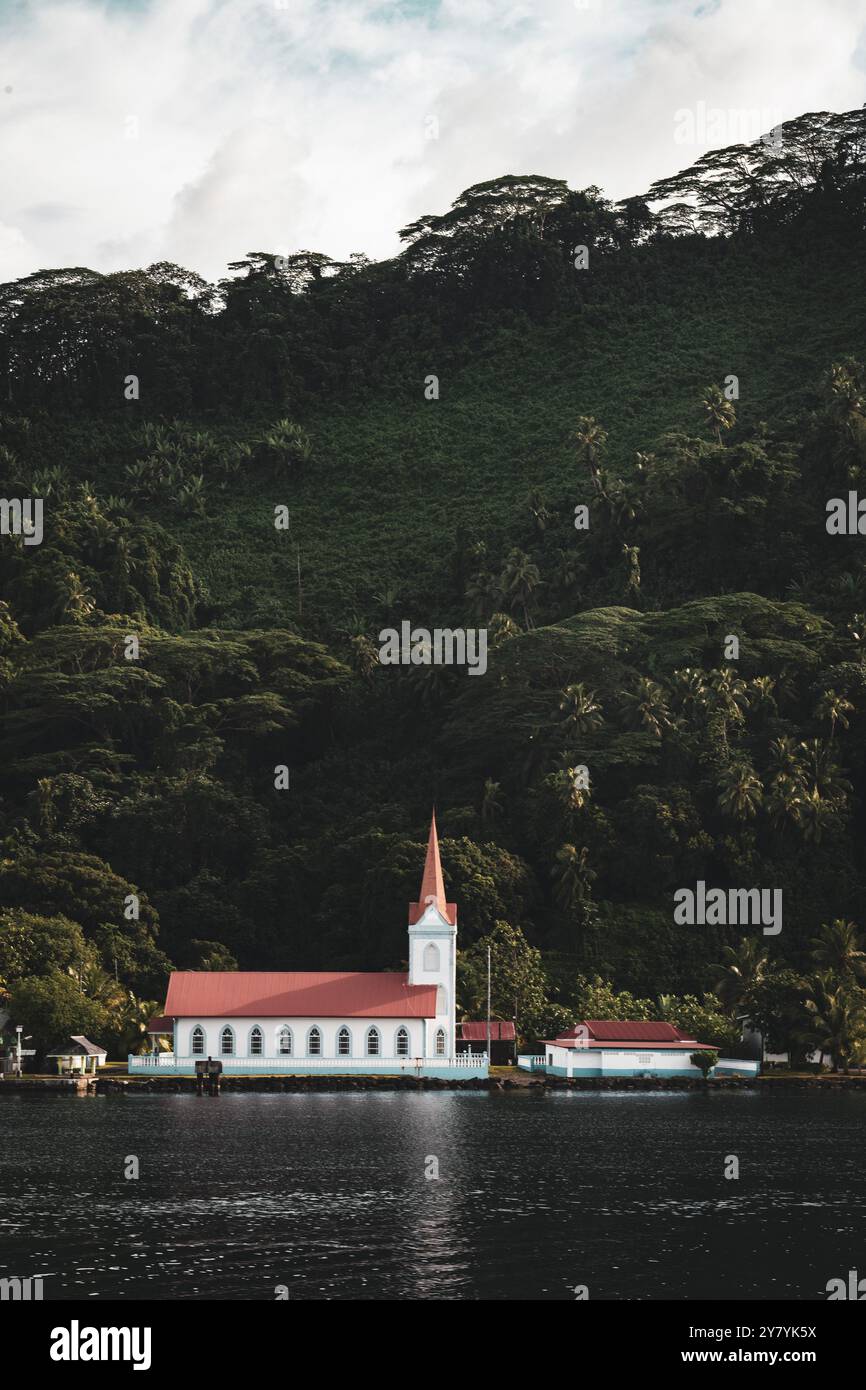 Church. Taha'a Island. French Polynesia Stock Photo - Alamy