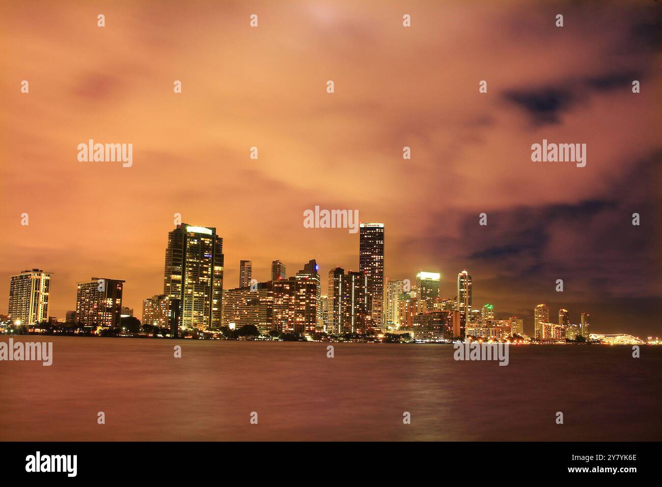 A view of the Miami skyline at night Stock Photo - Alamy