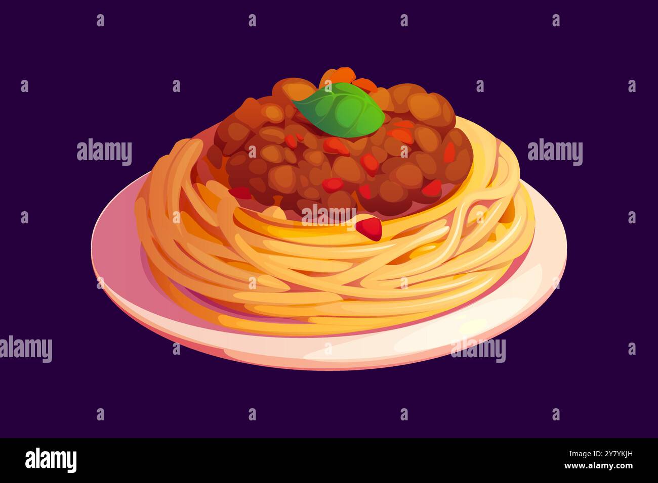 Cartoon spaghetti Bolognese. Isolated cartoon vector nest of pasta ...