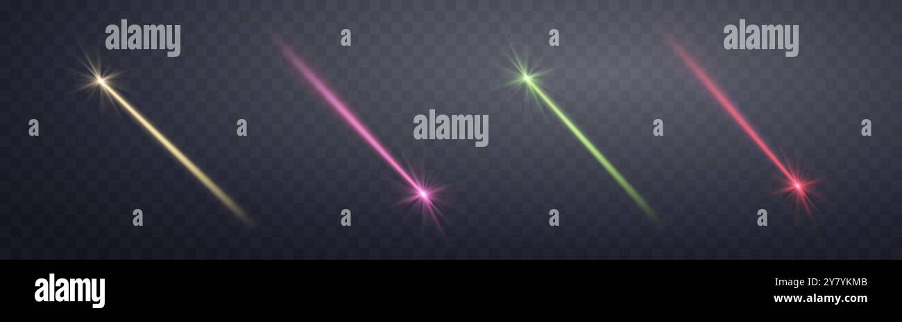 Glowing magic laser beams set. Neon line, presentation pointer. Blue ...