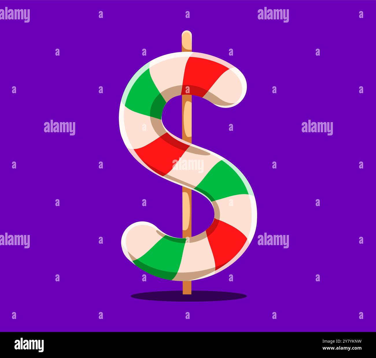 Candy cane styled dollar sign merry Christmas font, xmas alphabet ...
