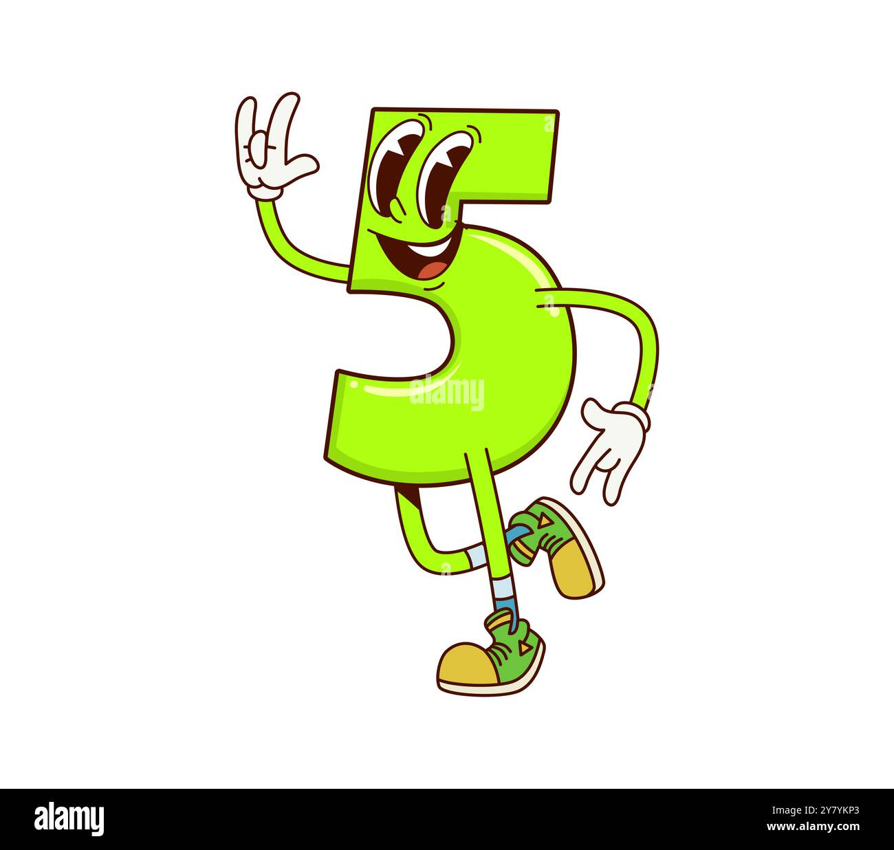 Math number five groovy character. Isolated cartoon vector cheerful and ...