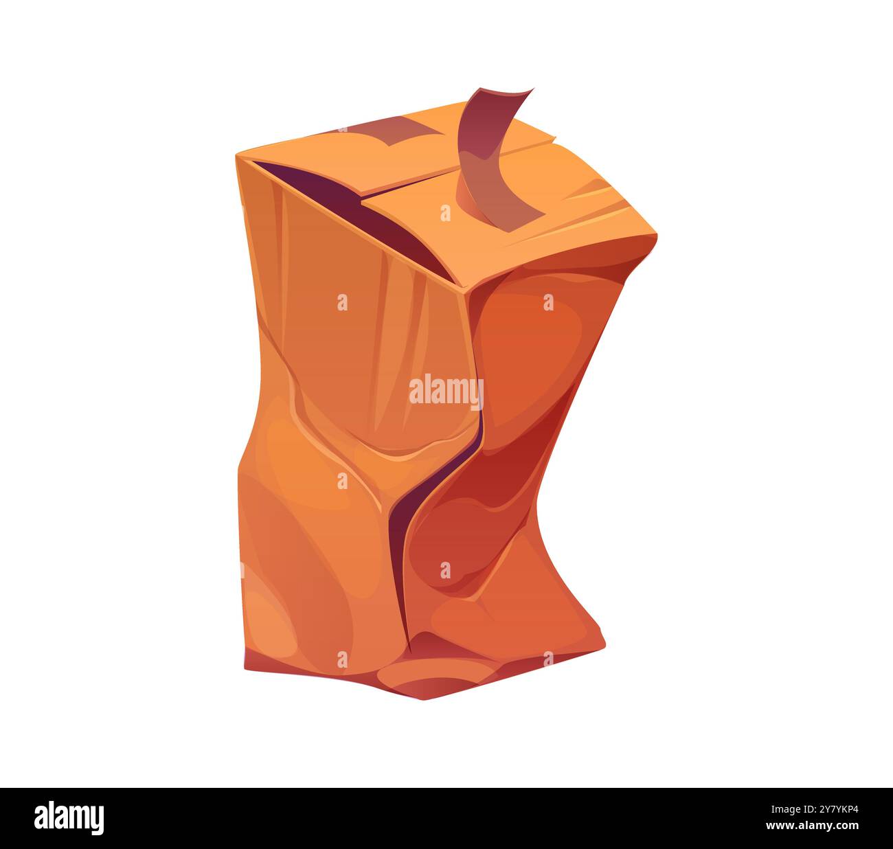 Broken, damaged and crumpled cargo cardboard box package, vector icon ...