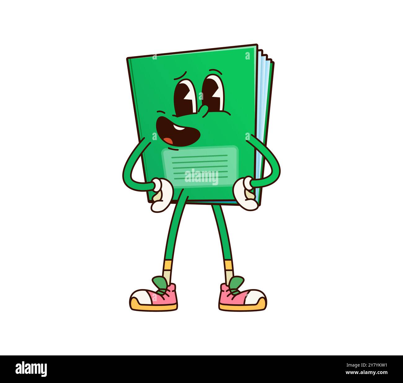 School education exercise book groovy character with green cover and ...