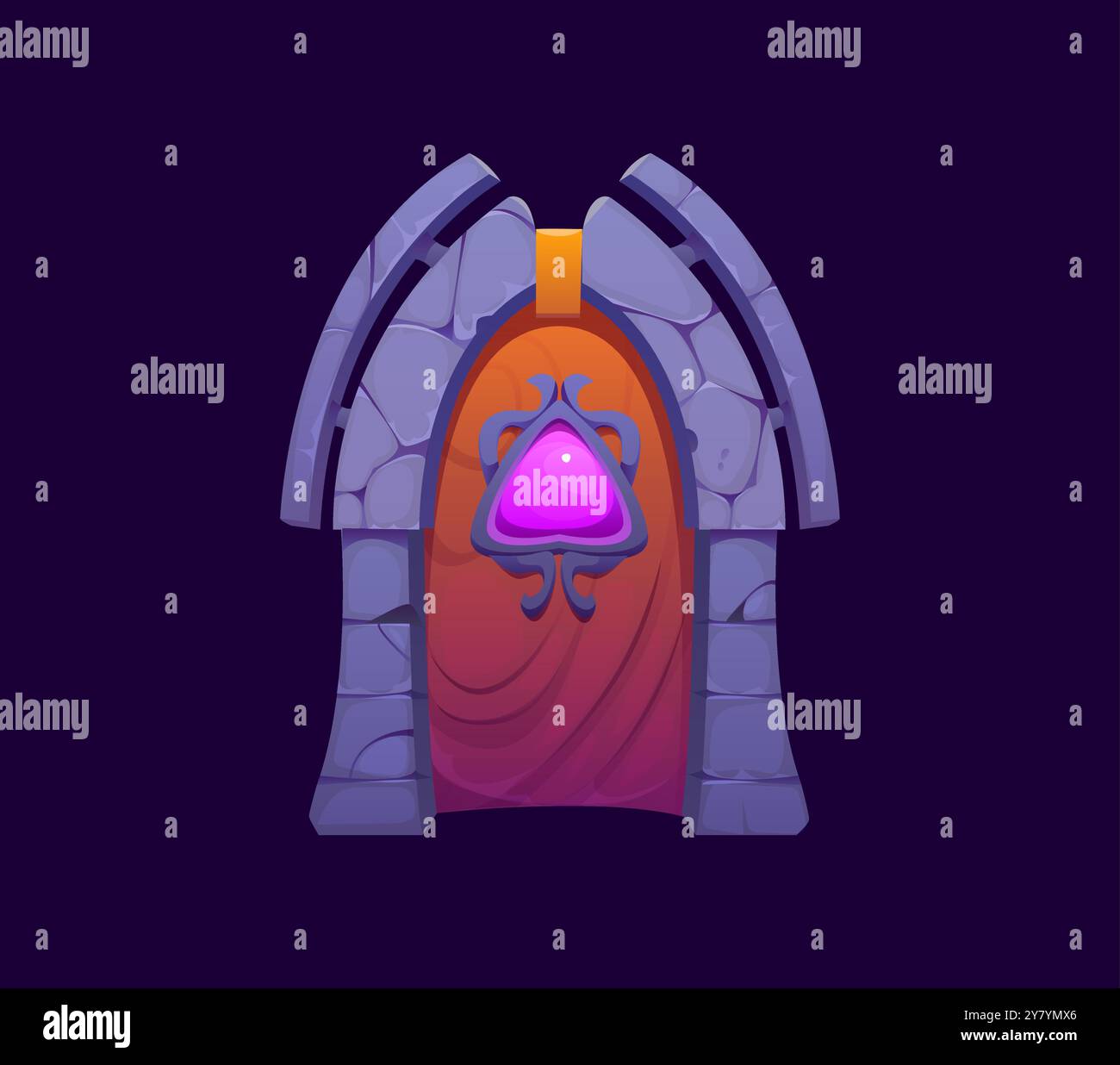 Fantasy magic gate door portal for game asset, doorway in stone arch ...