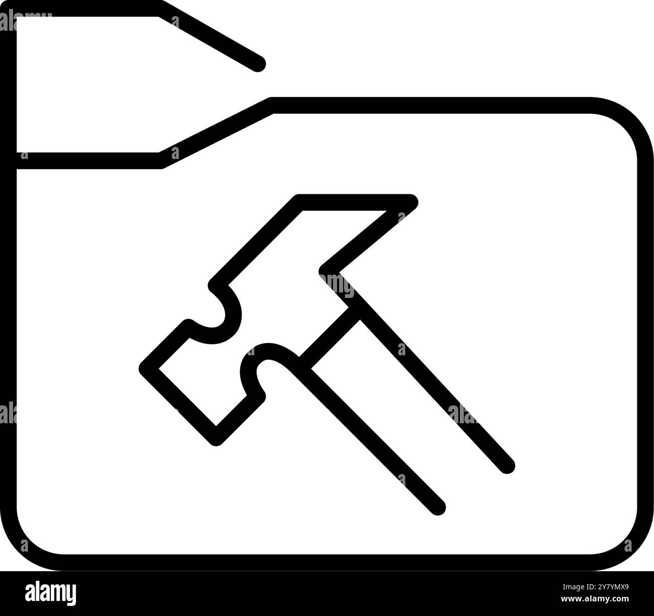 Folder with hammer. File maintenance and system configuration. Pixel ...
