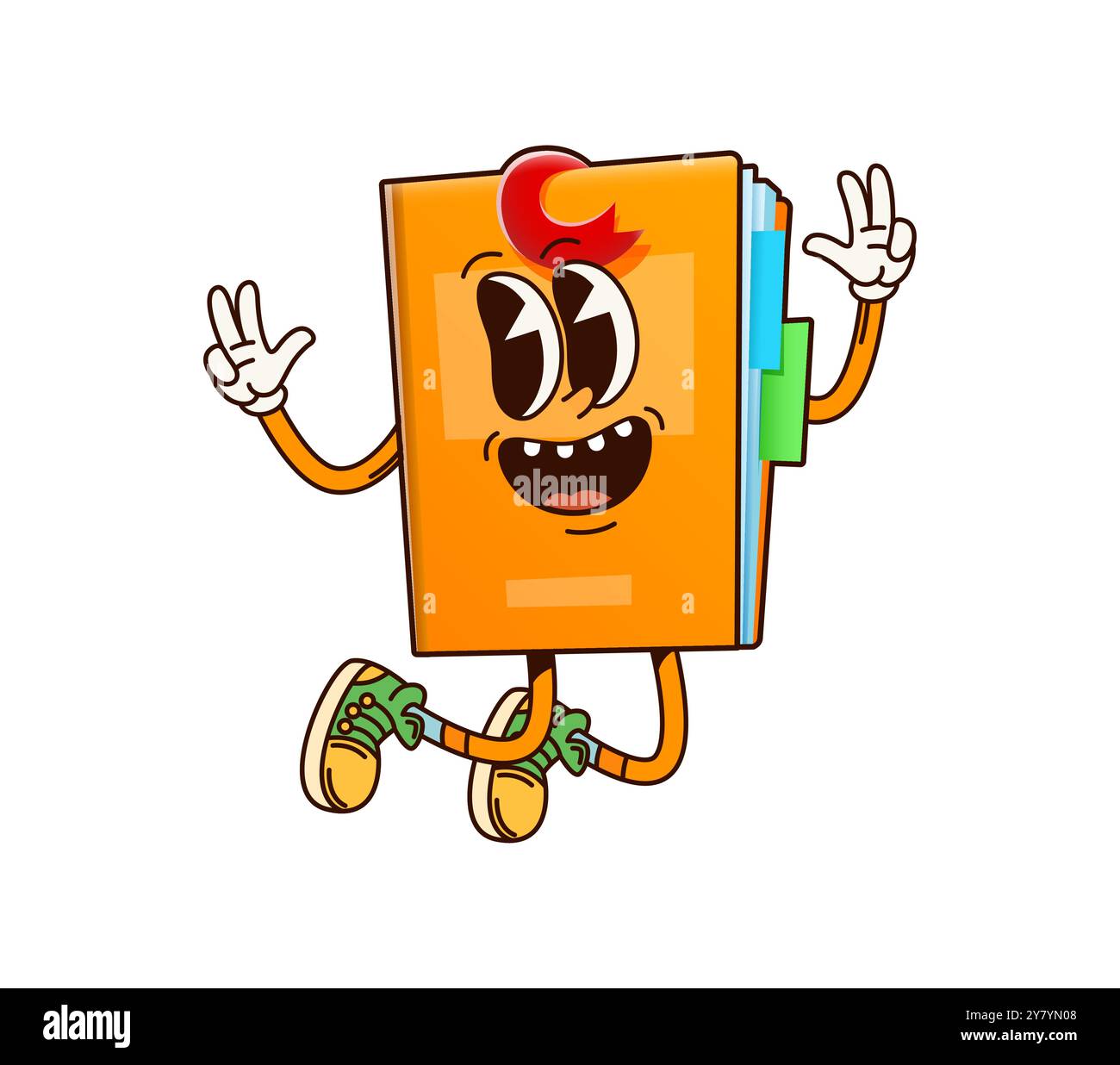 School education notebook groovy character. Isolated cartoon vector ...