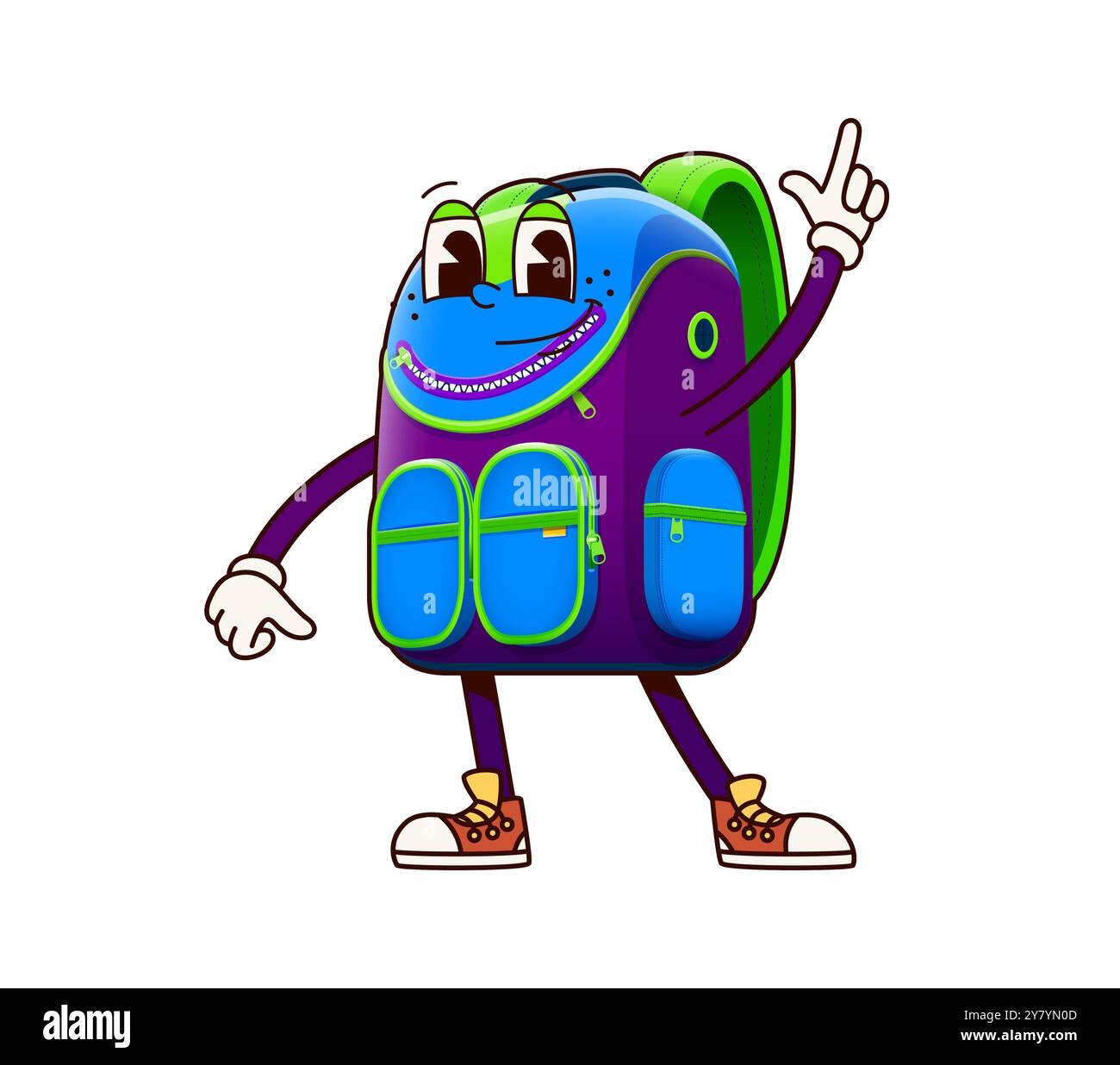 Groovy school backpack character. Isolated cartoon vector retro ...
