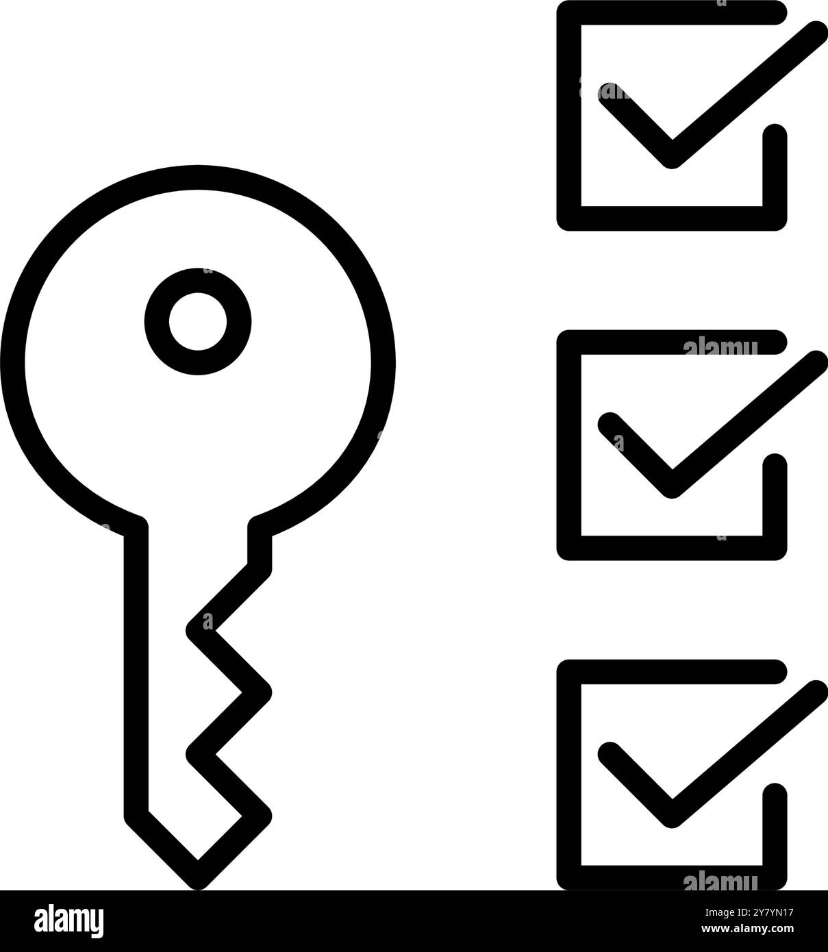Key And Checklist Secure Access Task Verification Pixel Perfect Editable Stroke Vector Icon
