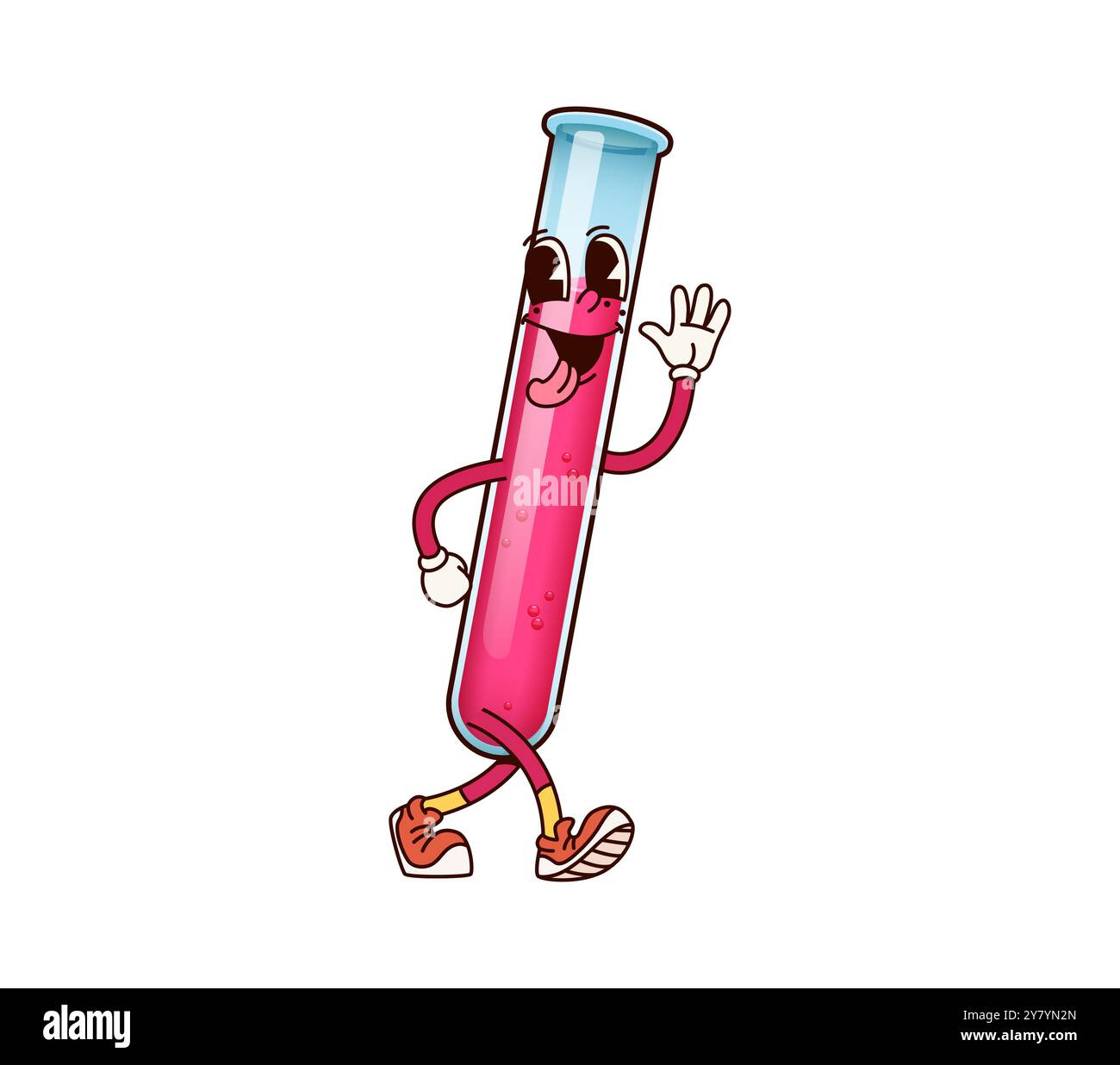 Groovy school flask character with red liquid and quirky expression ...