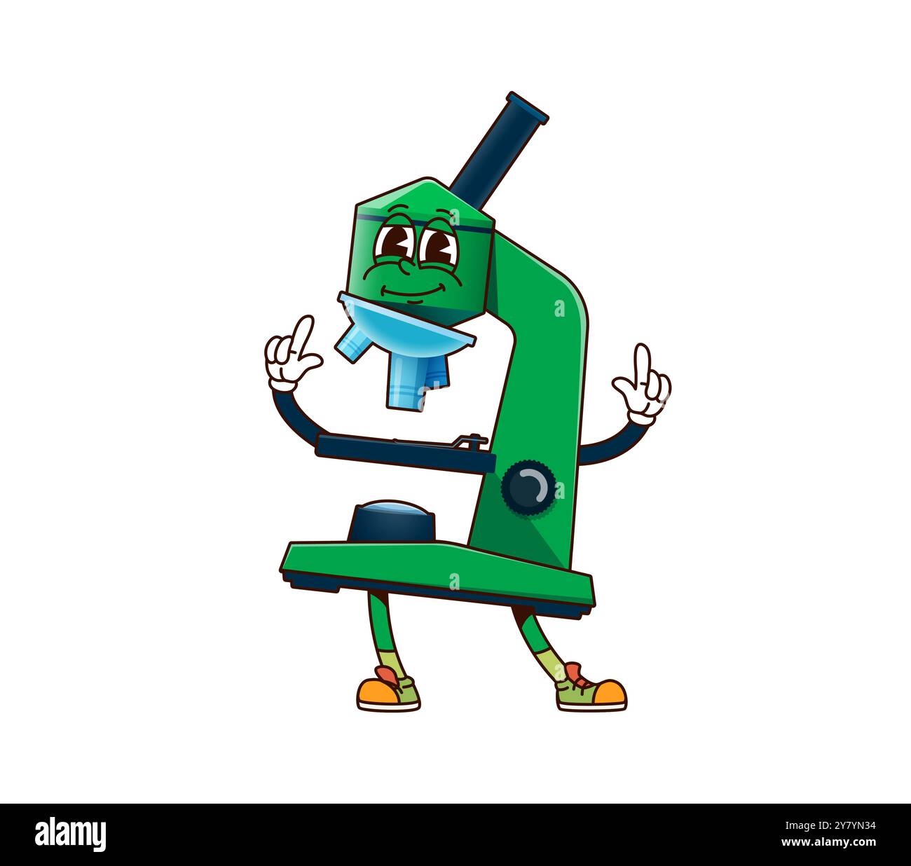 School education microscope groovy character. Cartoon vector laboratory ...