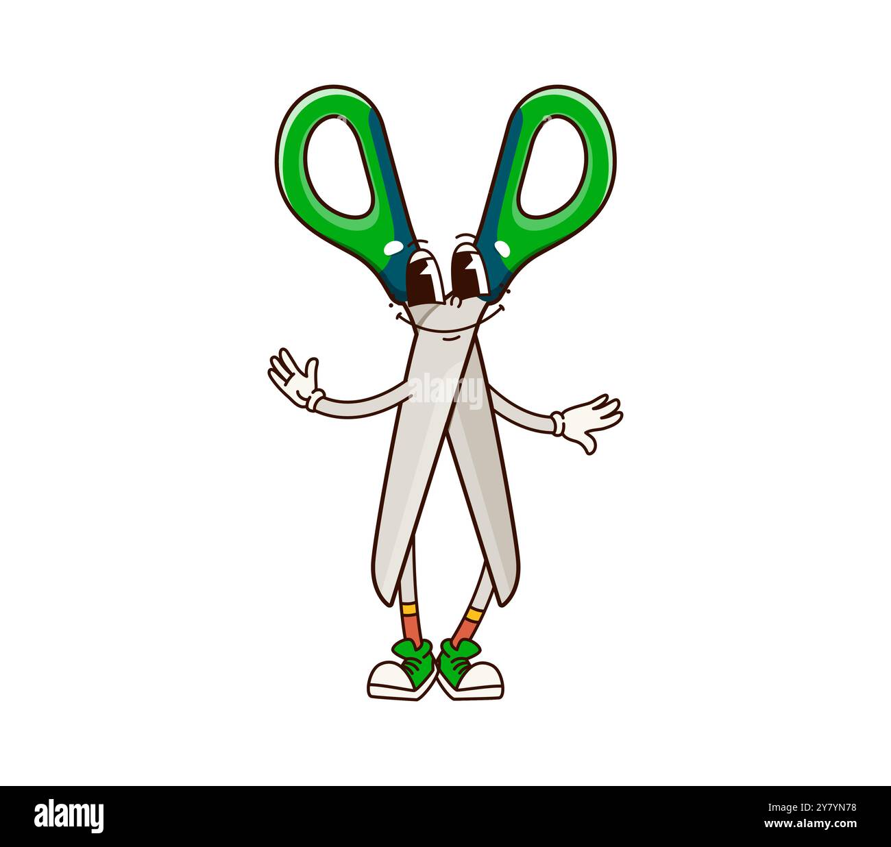 School education scissors groovy character with a friendly expression ...