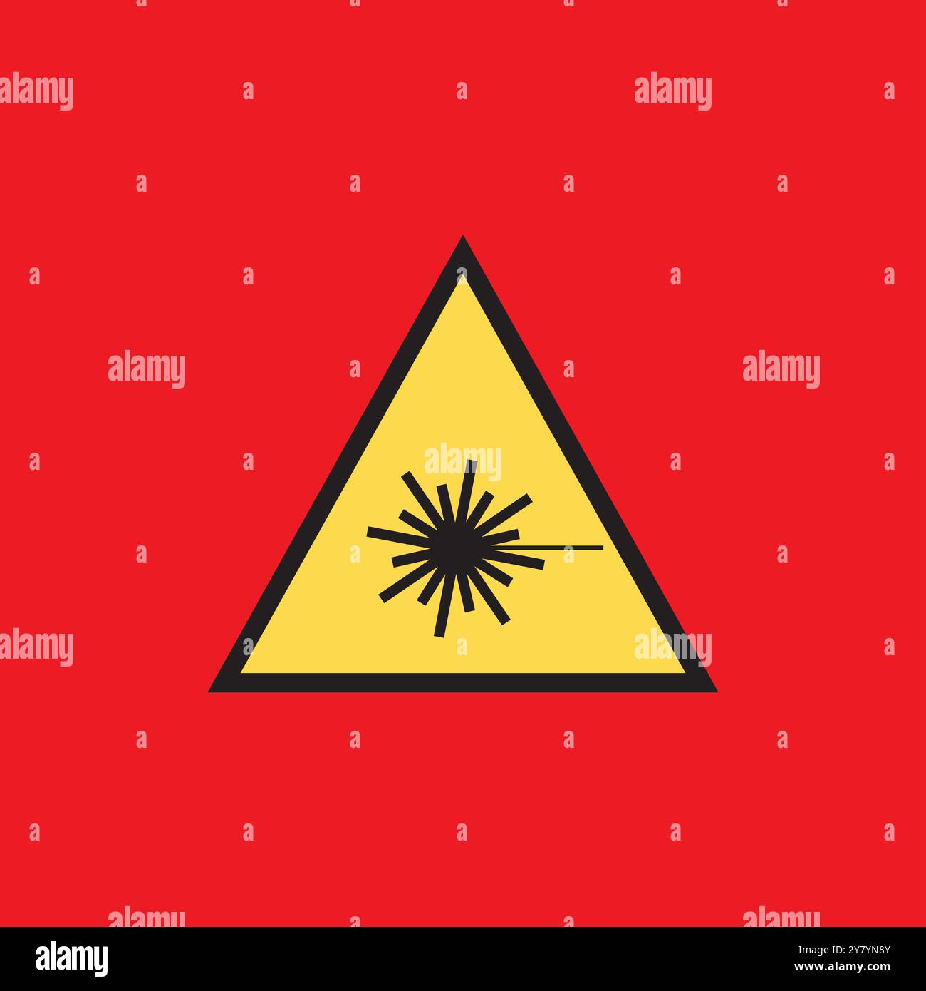 Laser radiation danger label icon, safety protection information symbol ...