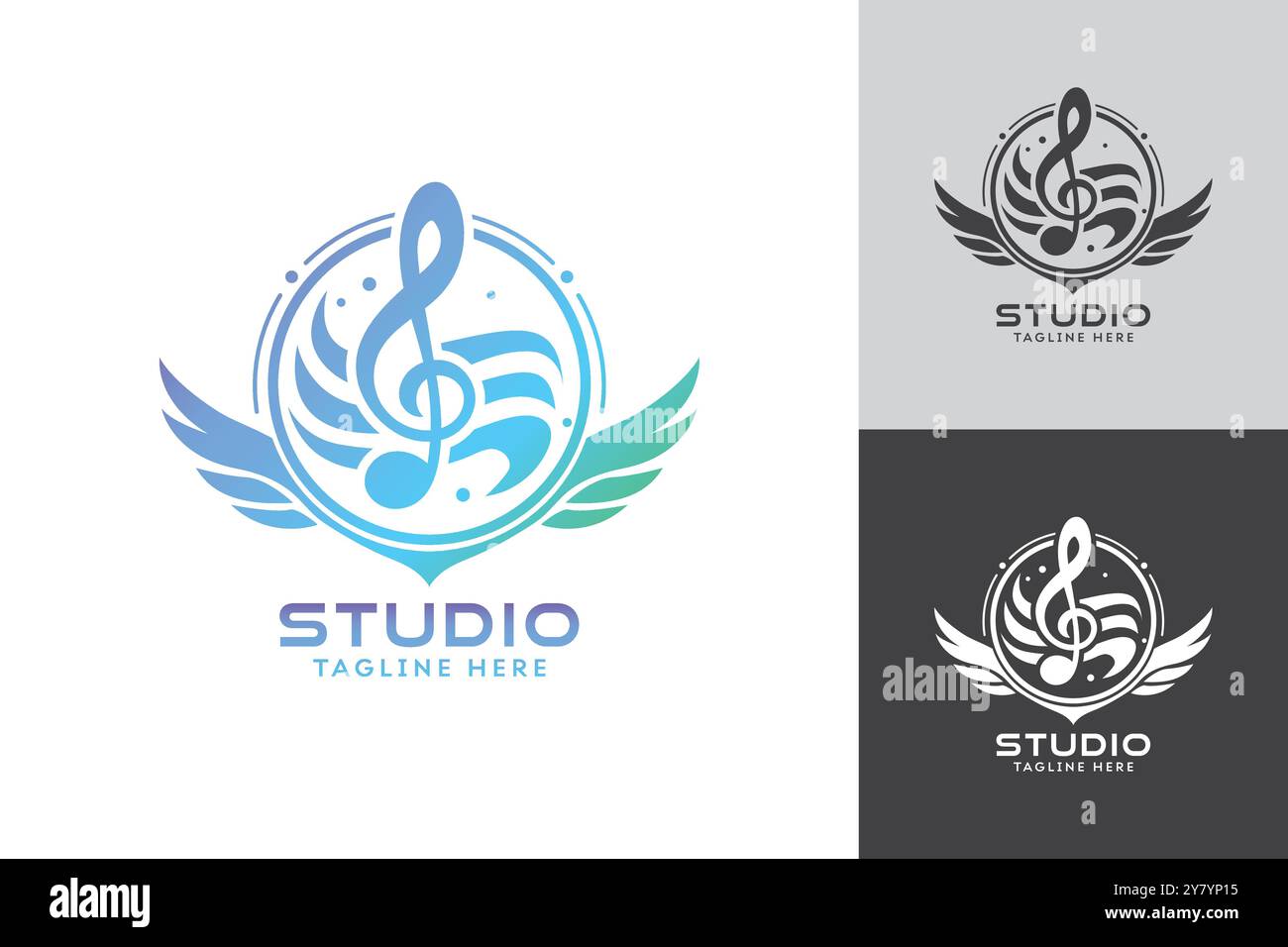 Music Studio Logo with Treble Clef and Wings Stock Vector Image & Art ...