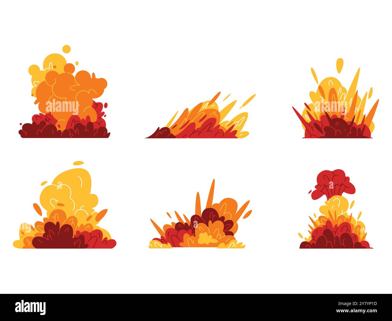 Explosive cartoon bomb nuclear detonation explosion effect scene set ...