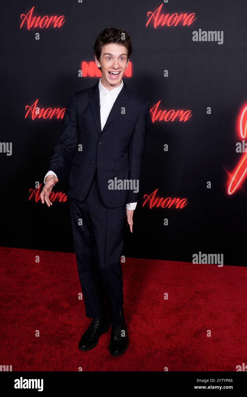 Mark Eydelshteyn poses at the premiere of the film "Anora," Tuesday ...