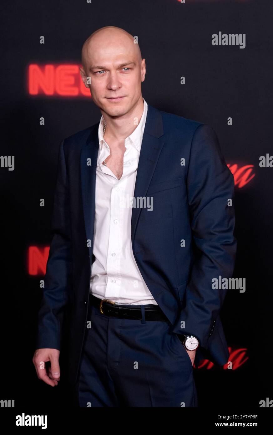Yura Borisov poses at the premiere of the film "Anora," Tuesday, Oct. 1 ...