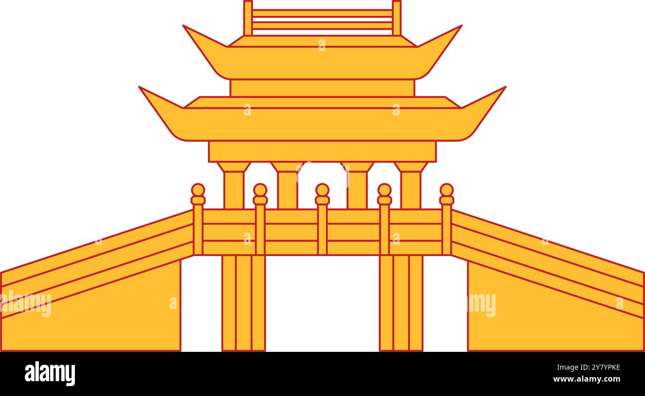 China traditional architectural bridge temple ancient historic place ...