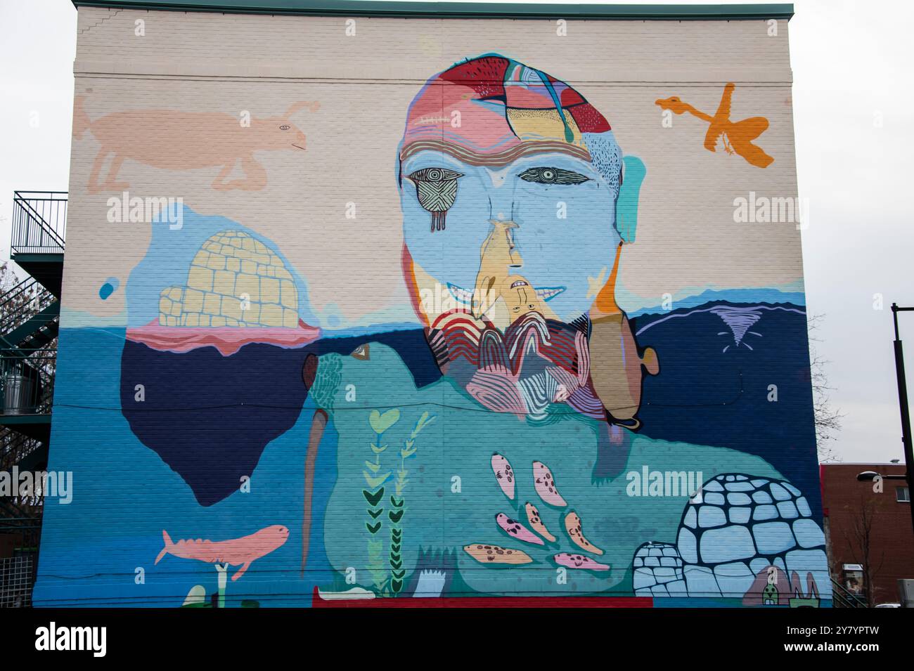 Inuit mural Qanuqtuurniq meaning innovative and resourceful on Ontario ...