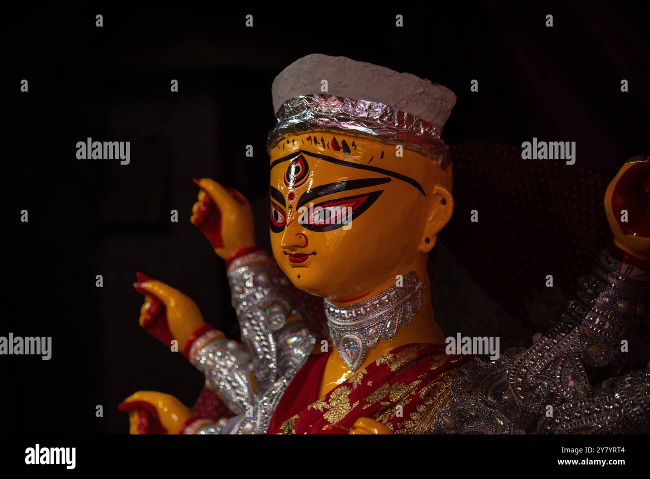 Decorated idol of Hindu Goddess Durga Stock Photo - Alamy