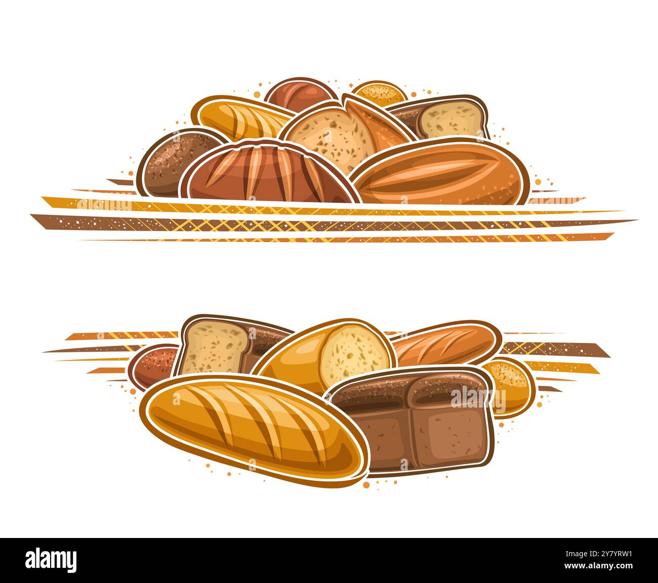 Vector Bread Border with copy space for ad text, frame with variety ...