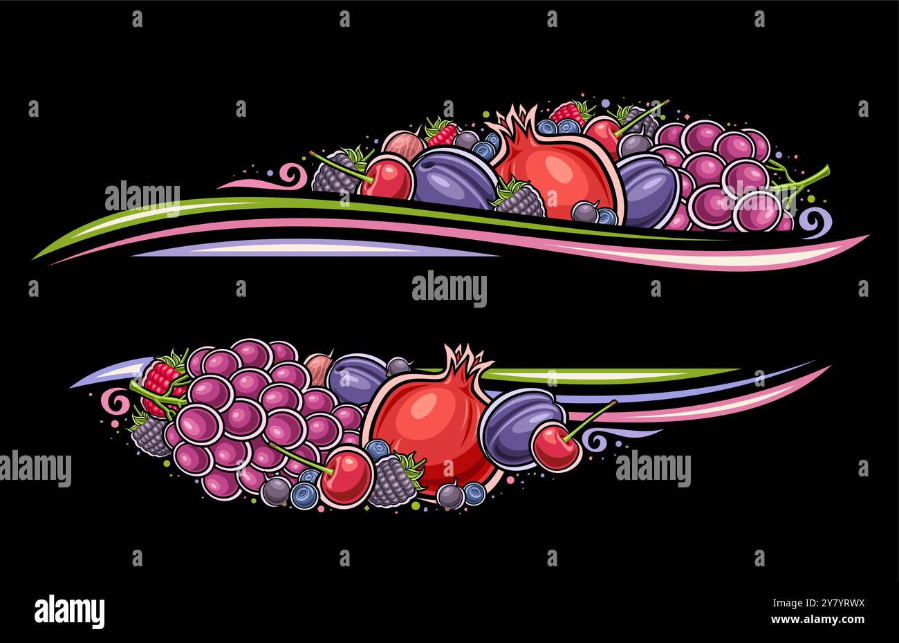 Vector Berry Border with copy space for ad text, decorative border with ...