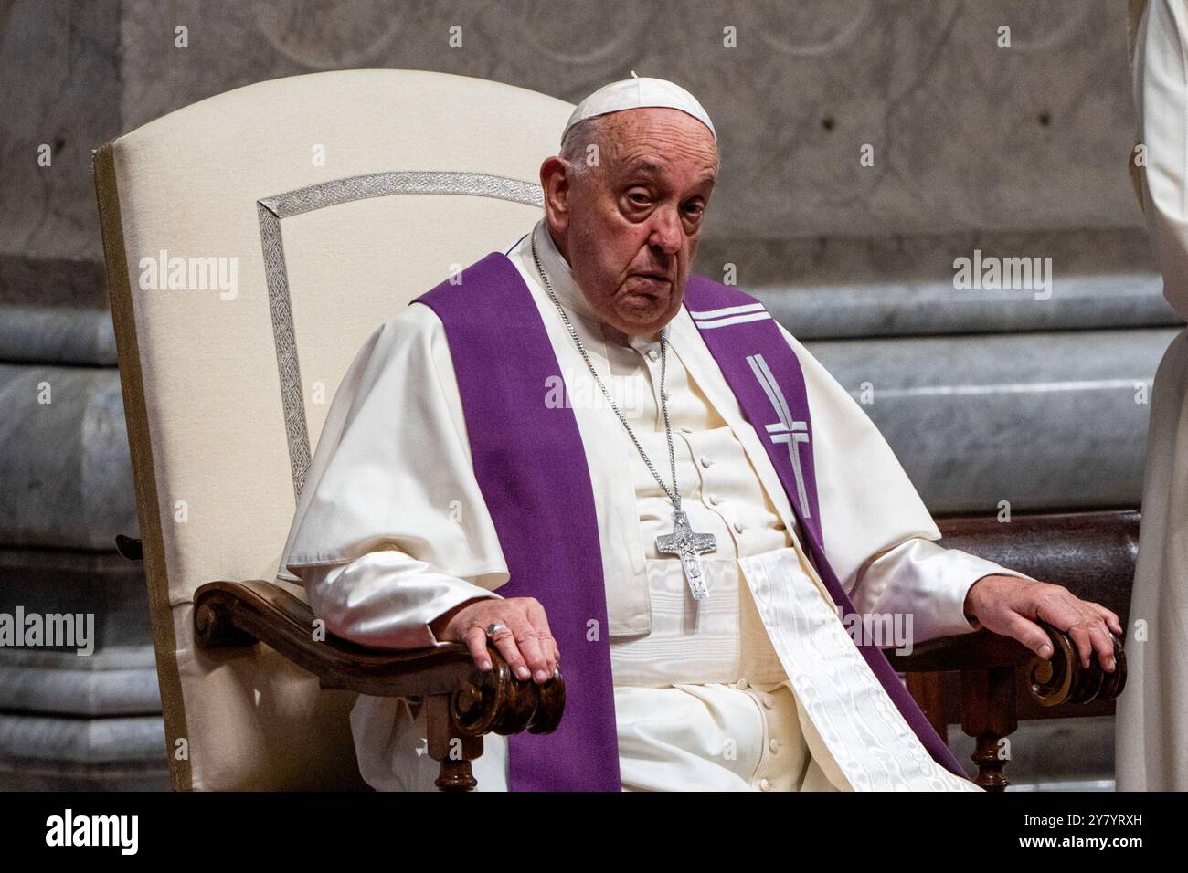 Pope Francis leads Synod members and participants in a penitential ...