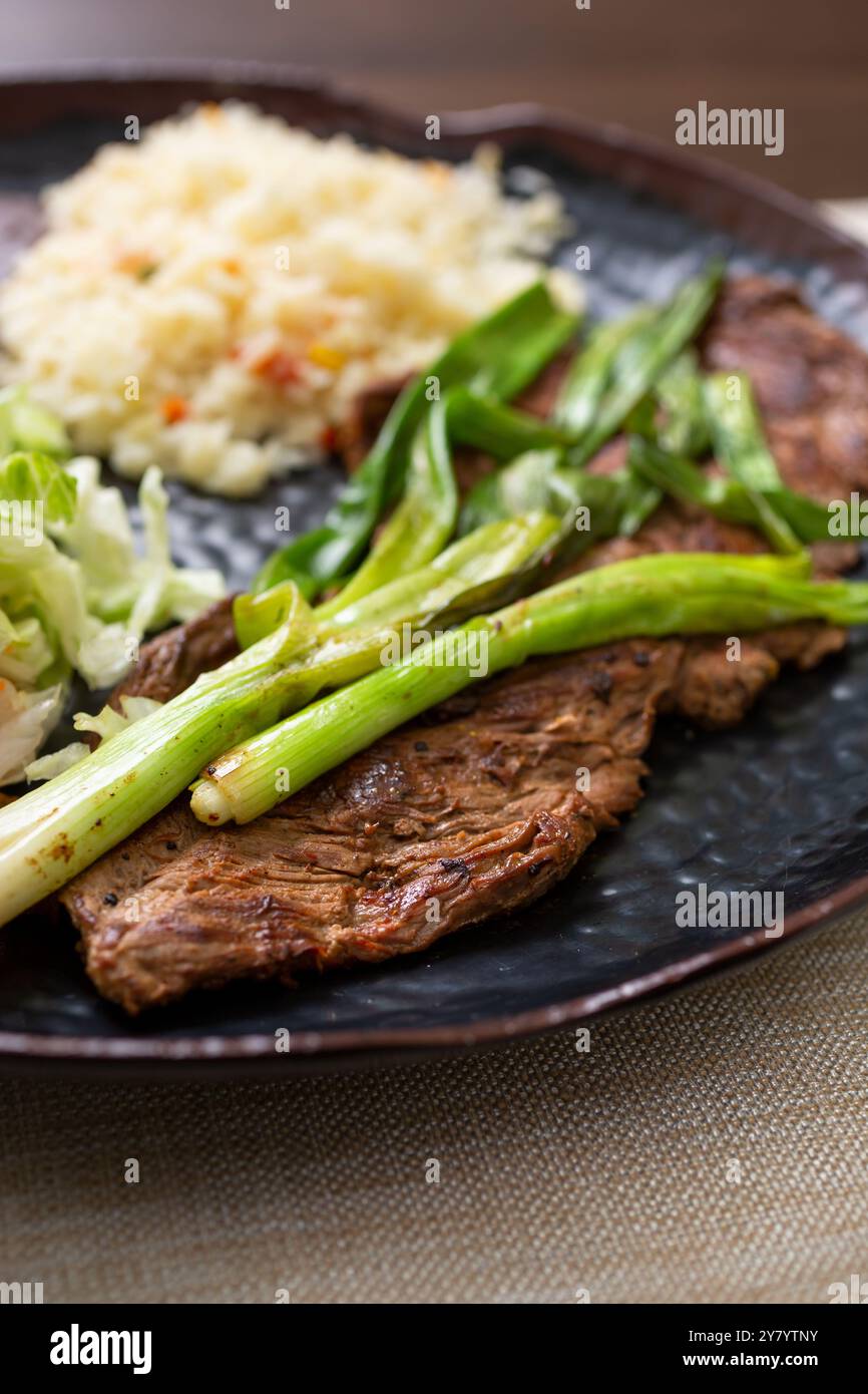A view of a carne asada plate Stock Photo - Alamy