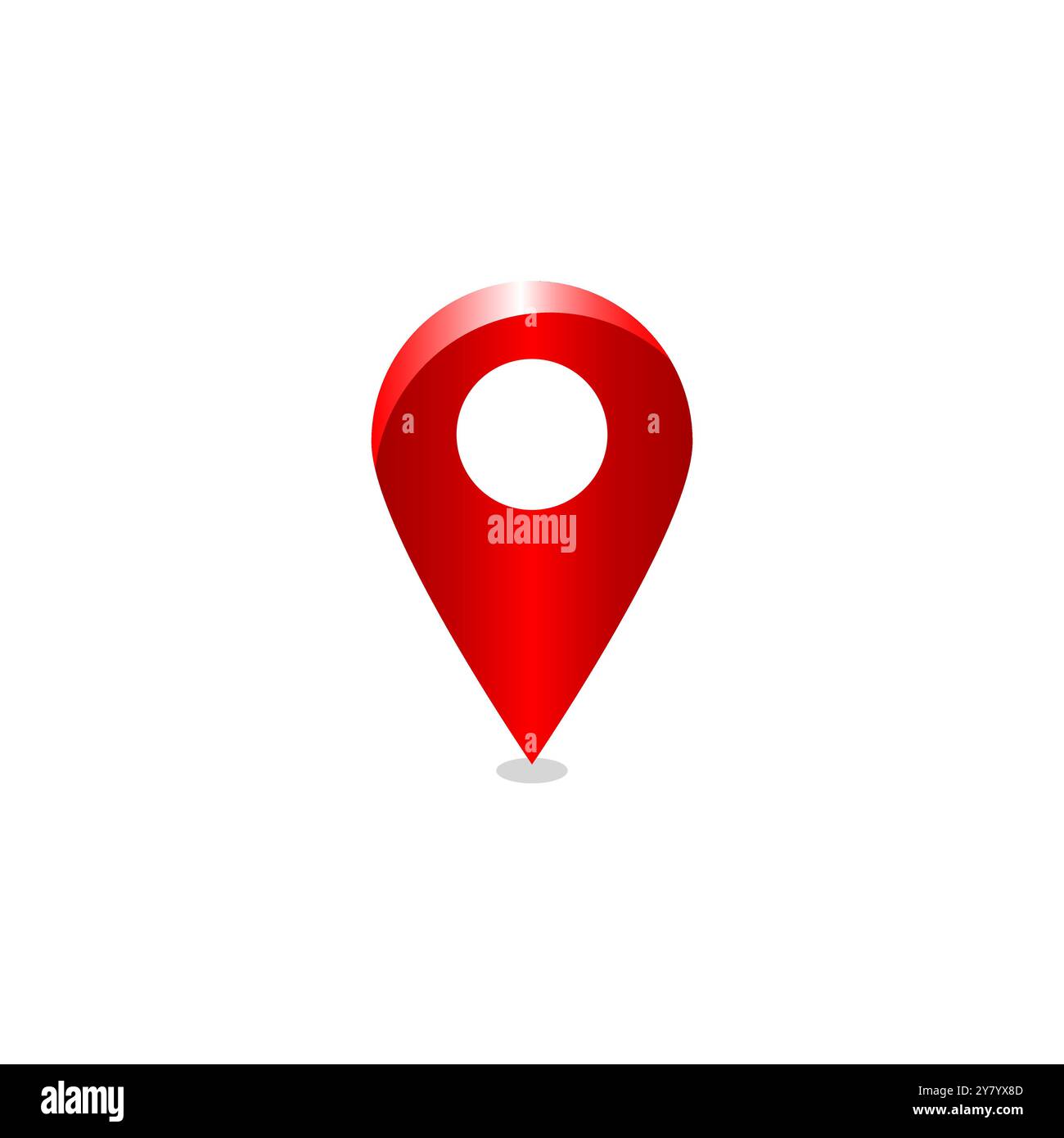 3D location icon vector. Red color shiny location point or pin mark for navigation isolated on ...