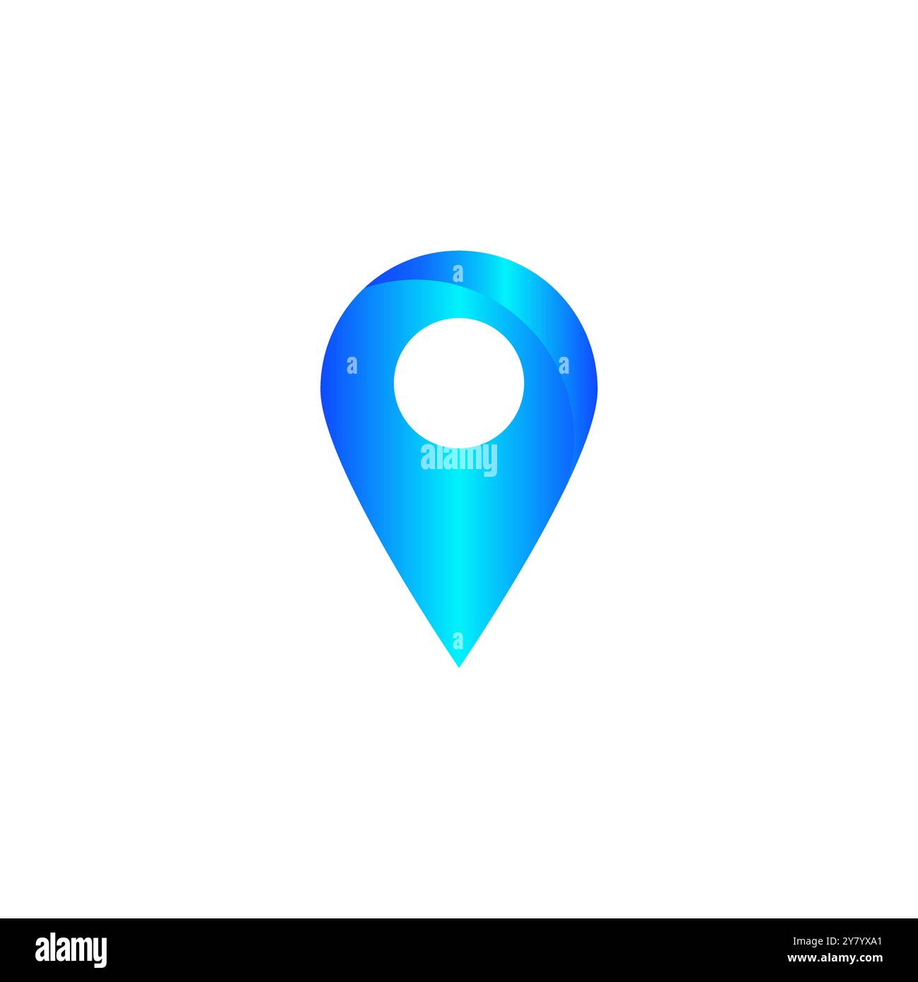 3D location vector icon. Blue color shiny location pin or point mark for navigation address ...