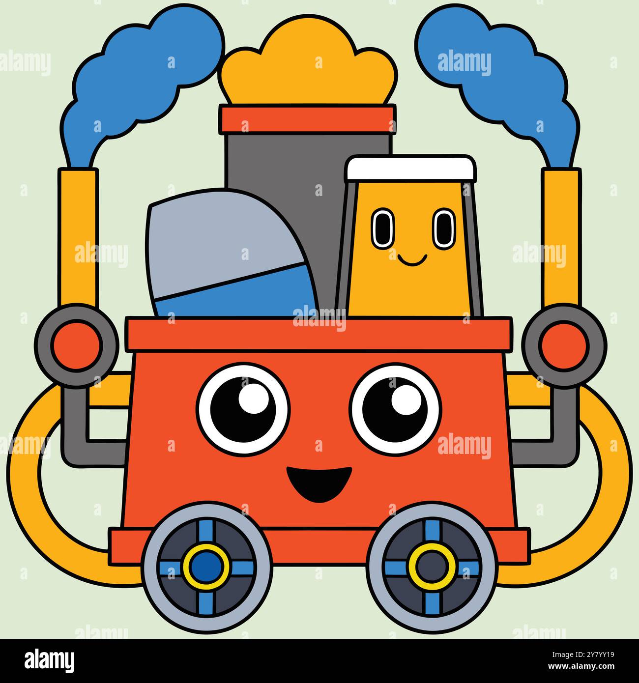 A cute and colorful cartoon train with a happy face. perfect for ...