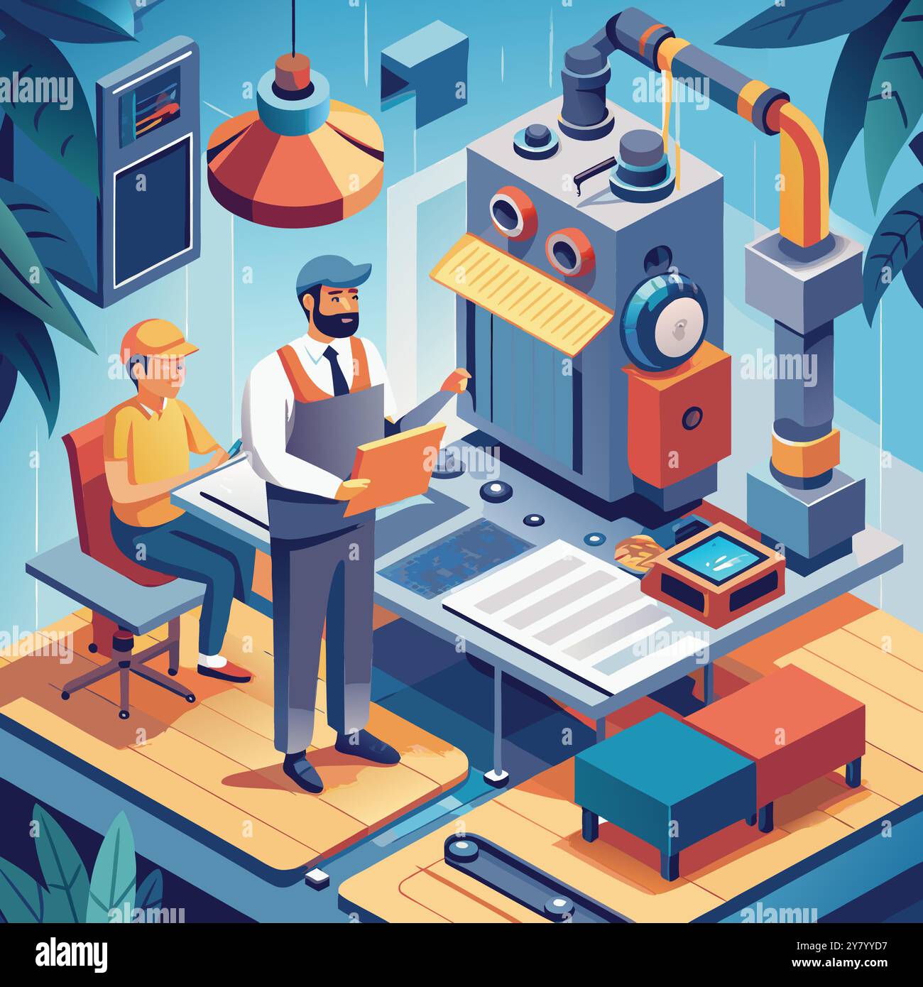 Inspecting the control panel Stock Vector Images - Alamy