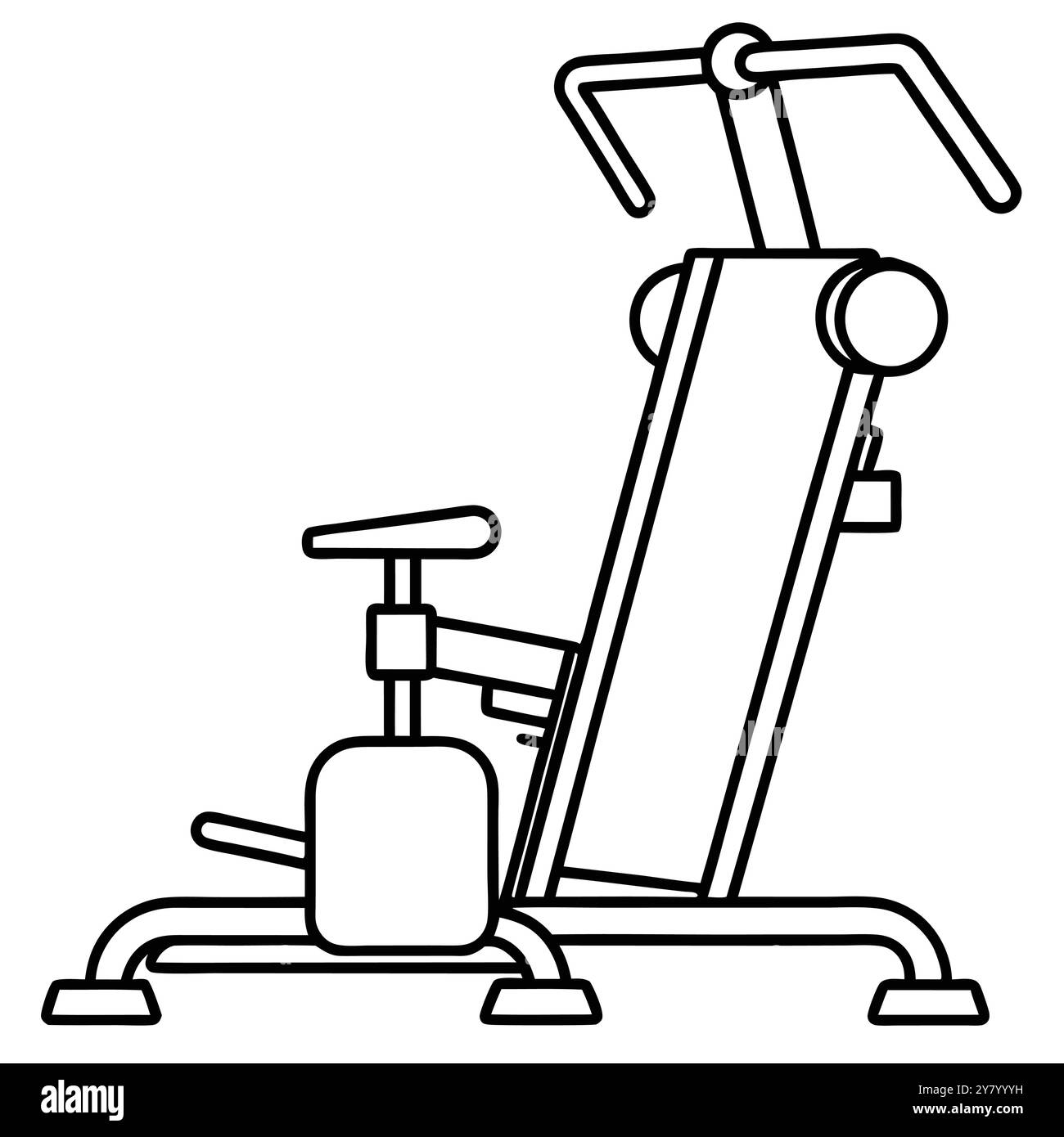 A line drawing illustration of a lat pulldown machine. perfect for gym ...