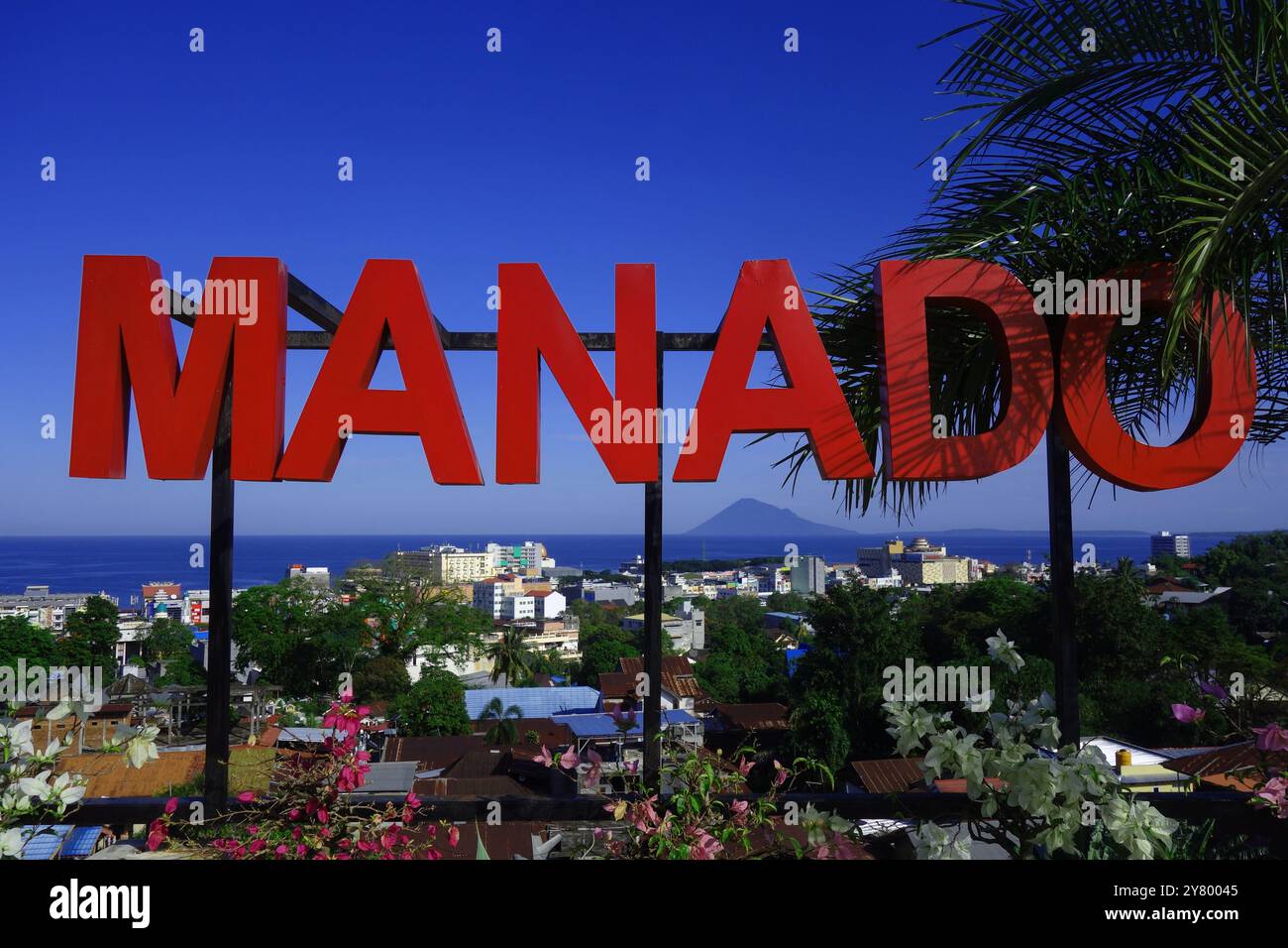 View over Manado and Bunaken from top floor of Avon's Residence hotel ...