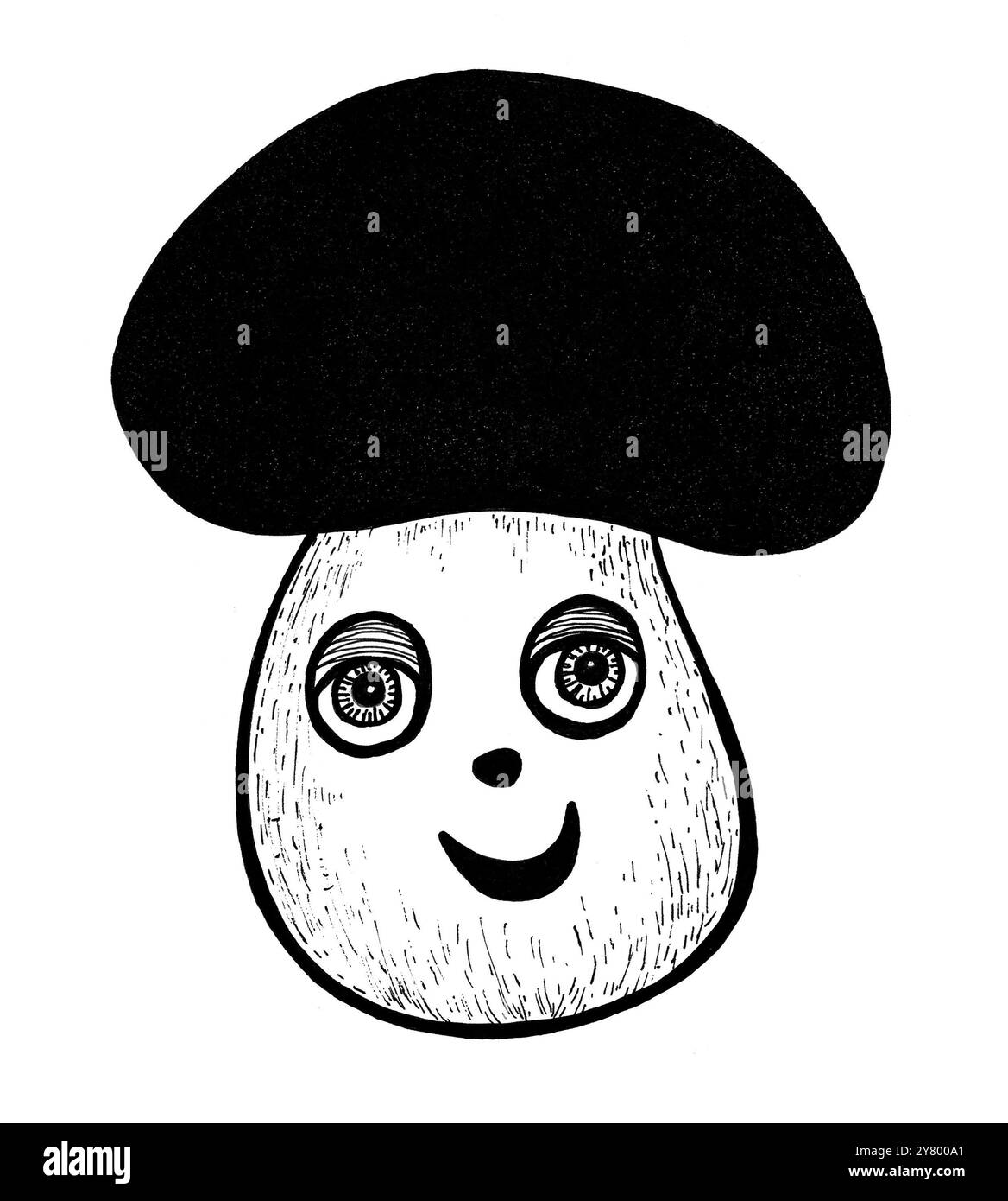 Ink cap fungus illustration Black and White Stock Photos & Images - Alamy