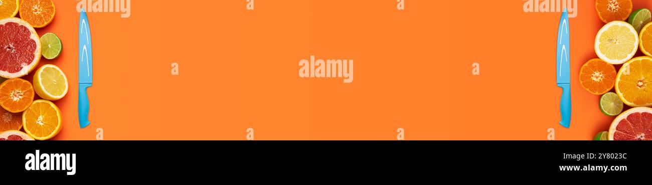 Fresh, fruity and juicy fruits concept as web banner. Flat layout ...