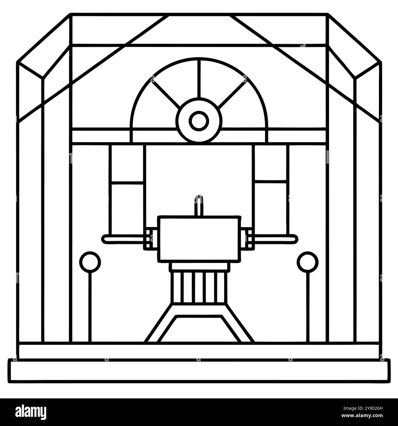 Line art illustration of a simple. futuristic looking structure with a ...