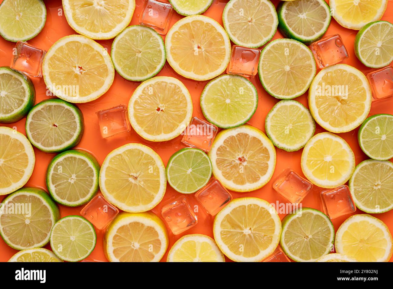 Concept for fresh, fruity and juicy fruit. Top view. Fresh sliced ...