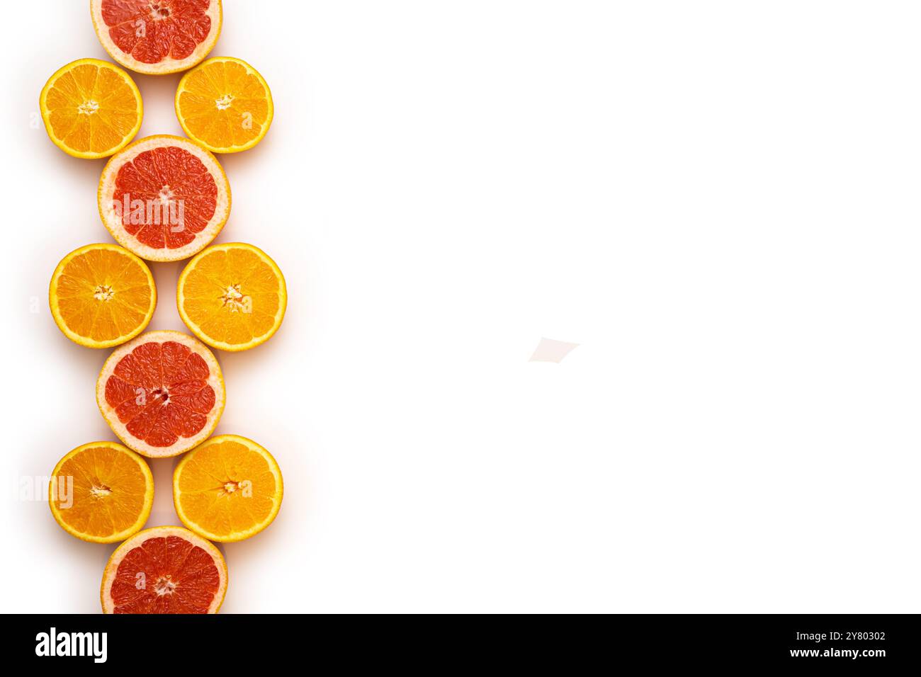 Concept for fresh, fruity and juicy fruit. Top view. Fresh sliced and ...
